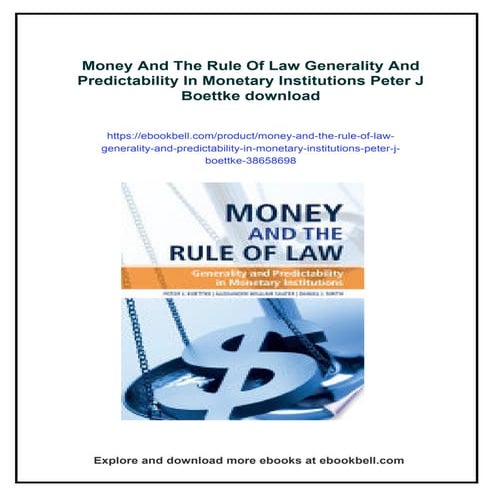 Money And The Rule Of Law Generality And Predictability In Monetary ...