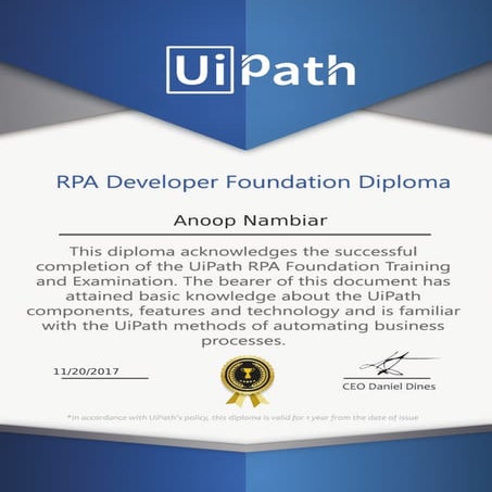 1 9 33766_1511190077_rpa developer foundation diploma | PDF | Computer ...