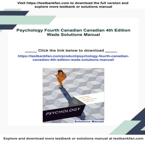 Psychology Fourth Canadian Canadian 4th Edition Wade Solutions Manual | PDF