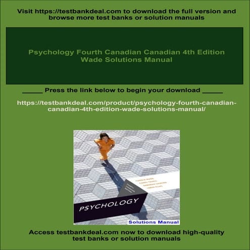 Psychology Fourth Canadian Canadian 4th Edition Wade Solutions Manual | PDF