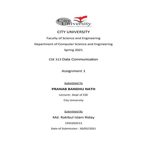 Data communication assignment 1 | PDF