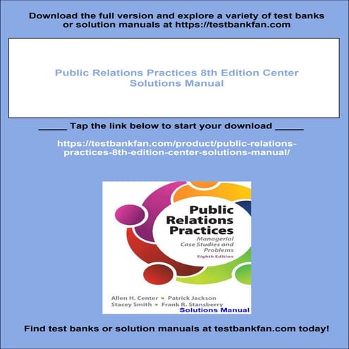 Public Relations Practices 8th Edition Center Solutions Manual | PDF