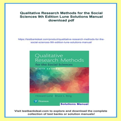 Qualitative Research Methods for the Social Sciences 9th Edition Lune Solutions Manual | PDF