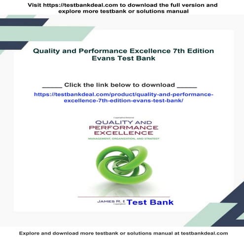 Quality and Performance Excellence 7th Edition Evans Test Bank | PDF