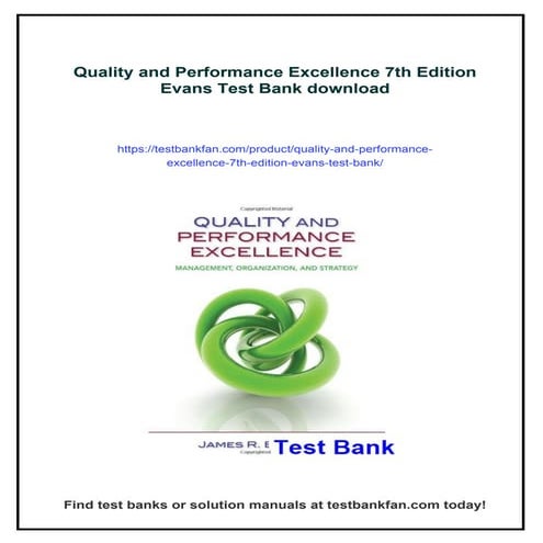 Quality and Performance Excellence 7th Edition Evans Test Bank | PDF