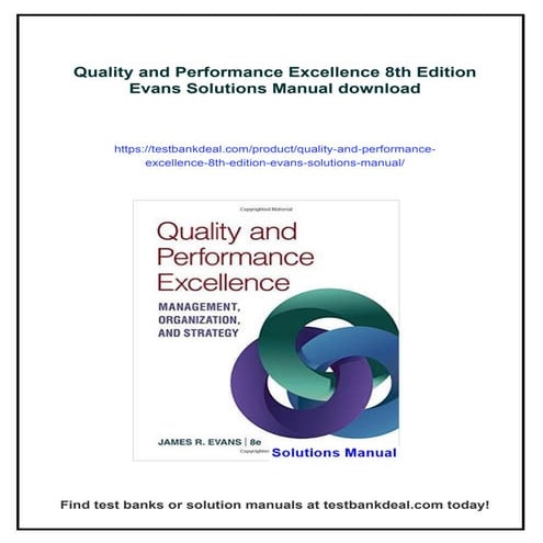 Quality and Performance Excellence 8th Edition Evans Solutions Manual | PDF