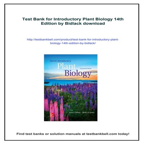 Test Bank for Introductory Plant Biology 14th Edition by Bidlack | PDF