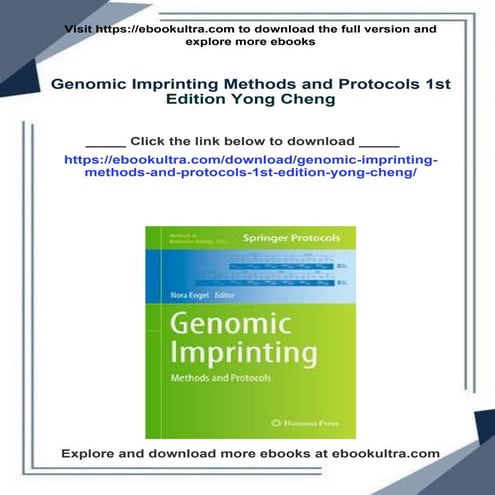 Genomic Imprinting Methods and Protocols 1st Edition Yong Cheng | PDF