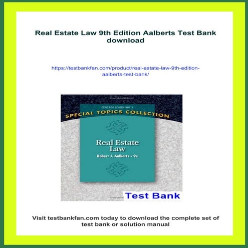 Real Estate Law 9th Edition Aalberts Test Bank | PDF