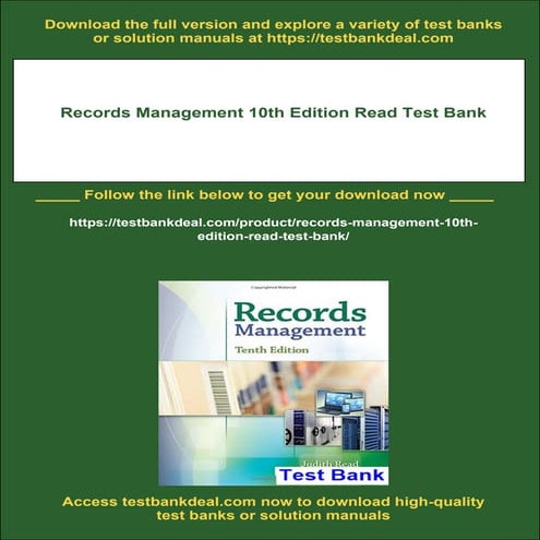 Records Management 10th Edition Read Test Bank | PDF