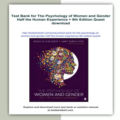 Test Bank for The Psychology of Women and Gender Half the Human ...