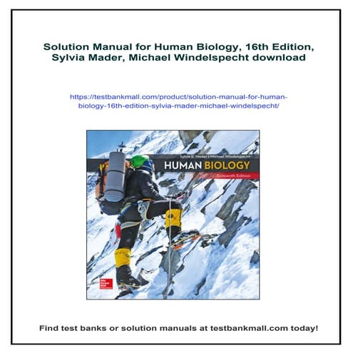 Solution Manual for Human Biology, 16th Edition, Sylvia Mader, Michael Windelspecht | PDF