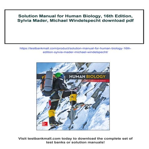 Solution Manual for Human Biology, 16th Edition, Sylvia Mader, Michael Windelspecht | PDF