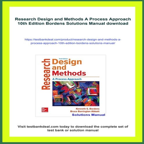 Research Design and Methods A Process Approach 10th Edition Bordens ...
