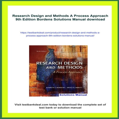 Research Design and Methods A Process Approach 9th Edition Bordens ...