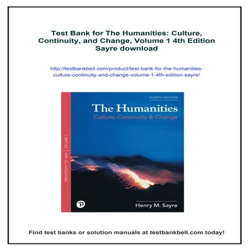 Test Bank for The Humanities: Culture, Continuity, and Change, Volume 1 ...