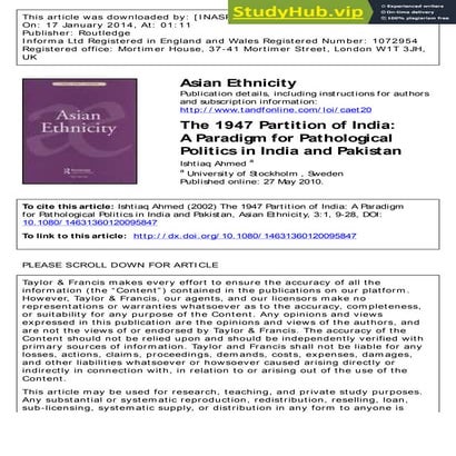 1947 Partition Of India | PDF