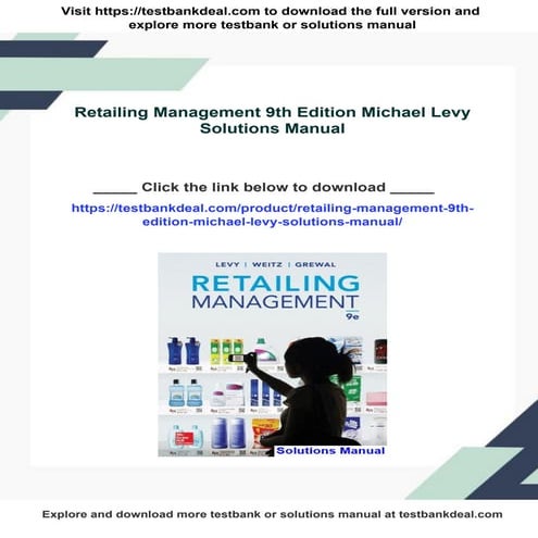 Retailing Management 9th Edition Michael Levy Solutions Manual | PDF