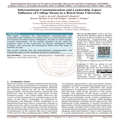 Informational Communication and Leadership Aspect Influence of College ...