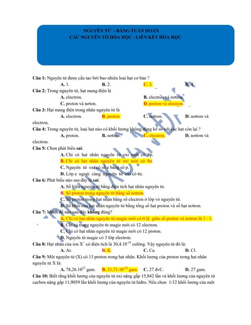 Bt chuong cau tao nguyen tu | DOC