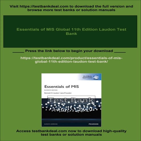Essentials of MIS Global 11th Edition Laudon Test Bank | PDF