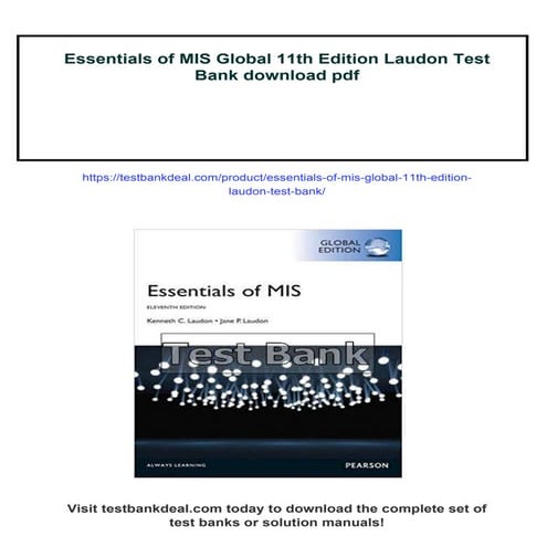 Essentials of MIS Global 11th Edition Laudon Test Bank | PDF