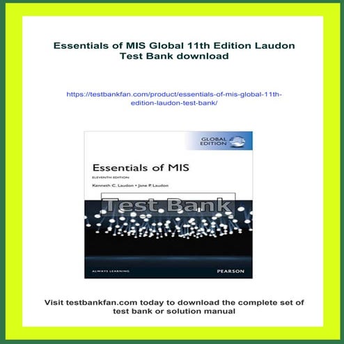 Essentials of MIS Global 11th Edition Laudon Test Bank | PDF