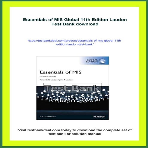 Essentials of MIS Global 11th Edition Laudon Test Bank | PDF