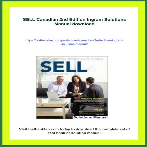 SELL Canadian 2nd Edition Ingram Solutions Manual | PDF