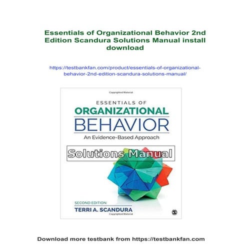 Essentials of Organizational Behavior 2nd Edition Scandura Solutions Manual | PDF