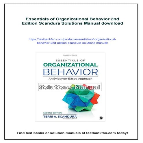 Essentials of Organizational Behavior 2nd Edition Scandura Solutions ...