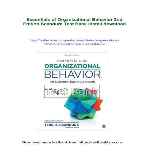 Essentials of Organizational Behavior 2nd Edition Scandura Test Bank | PDF