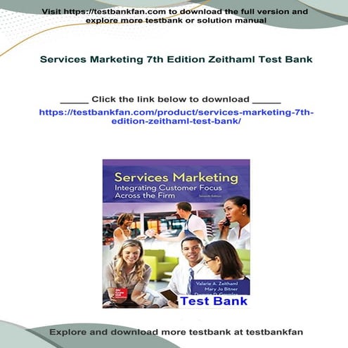 Services Marketing 7th Edition Zeithaml Test Bank all chapter instant ...