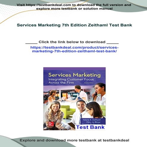 Download full Services Marketing 7th Edition Zeithaml Test Bank all ...