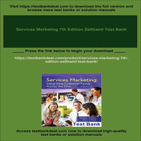 Services Marketing 7th Edition Zeithaml Test Bank | PDF
