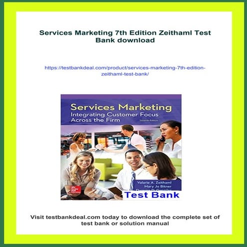 Services Marketing 7th Edition Zeithaml Test Bank | PDF