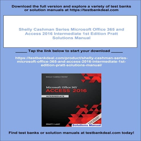 Shelly Cashman Series Microsoft Office 365 and Access 2016 Intermediate 1st Edition Pratt ...