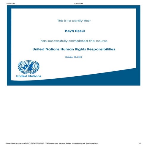 Certificate kayfi human rights | PDF