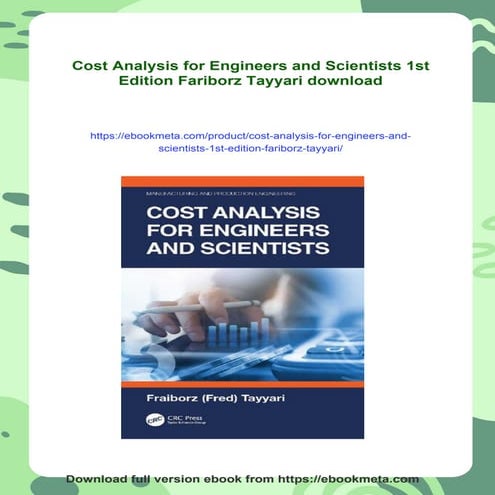Cost Analysis for Engineers and Scientists 1st Edition Fariborz Tayyari | PDF
