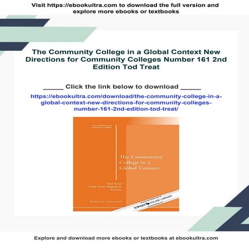The Community College in a Global Context New Directions for Community ...