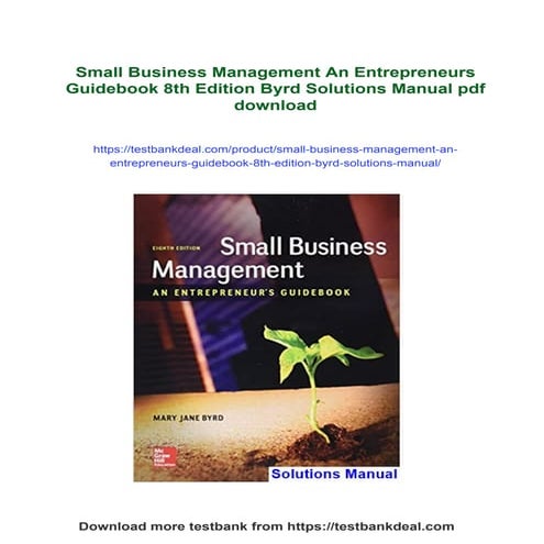 Small Business Management An Entrepreneurs Guidebook 8th Edition Byrd ...