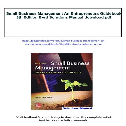 Small Business Management An Entrepreneurs Guidebook 8th Edition Byrd ...