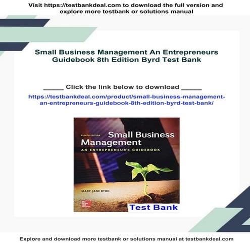Small Business Management An Entrepreneurs Guidebook 8th Edition Byrd ...