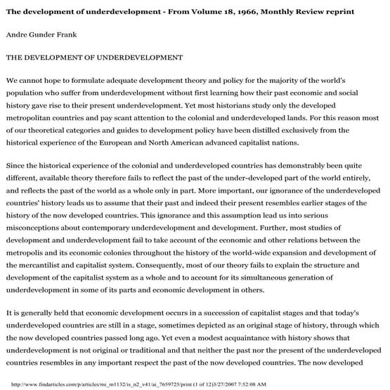 1966 frank-development of underdevelopment | PDF