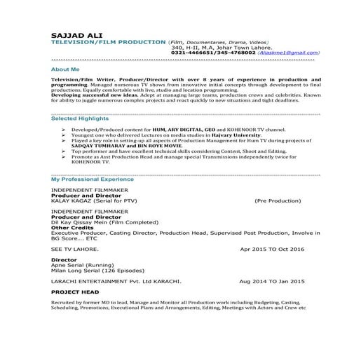 ALI SAJJAD RESUME Final | PDF