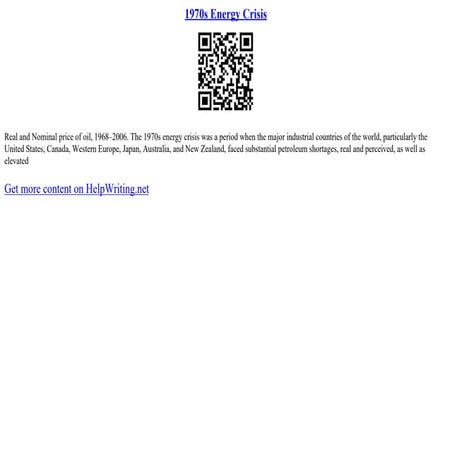 1970S Energy Crisis | PPT