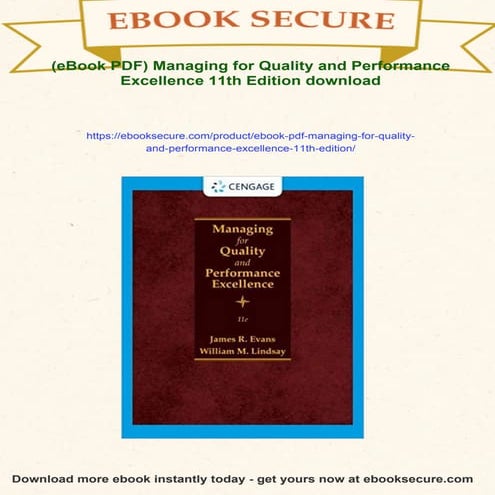 (eBook PDF) Managing for Quality and Performance Excellence 11th ...