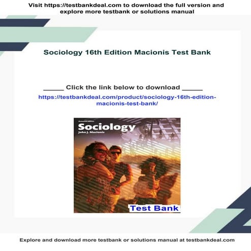 Sociology 16th Edition Macionis Test Bank | PDF