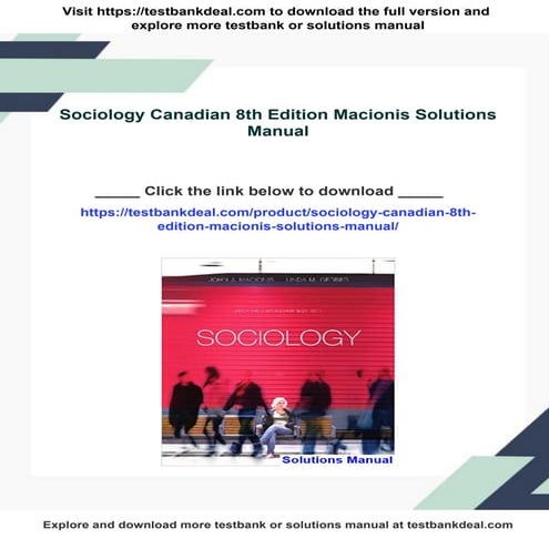 Sociology Canadian 8th Edition Macionis Solutions Manual | PDF