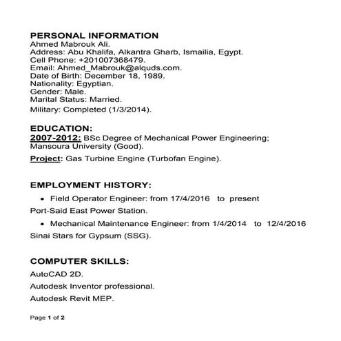 Ahmed Mabrouk CV | PDF